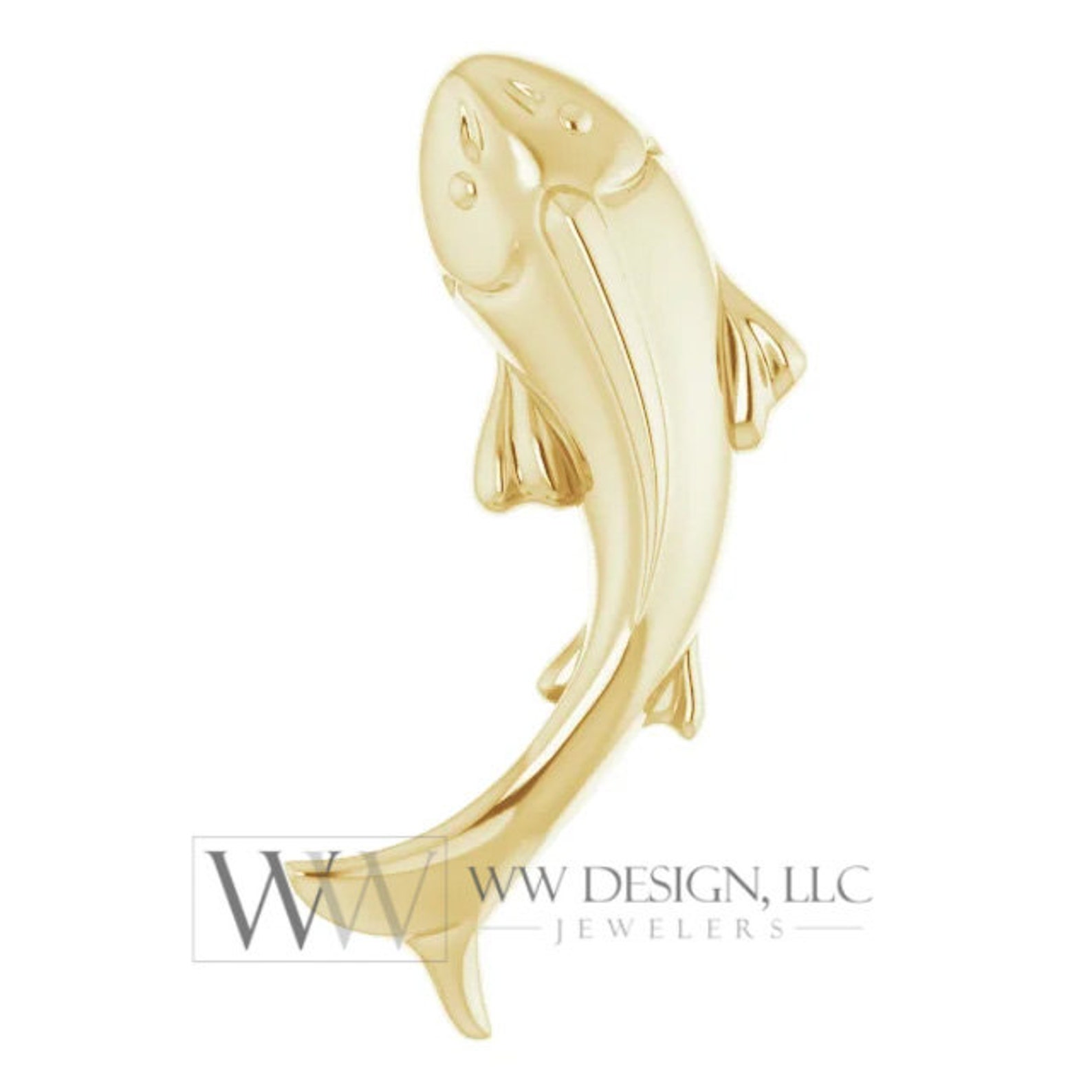 Koi Fish Necklace 14k SOLID Gold Y W R Platinum or - Etsy