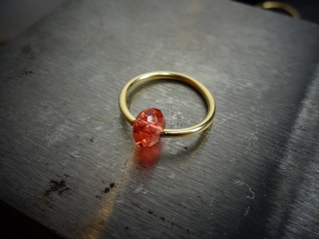 Captive Bead Ring made with PINK PEACH Swarovski Crystal VARIETY 14ga ...
