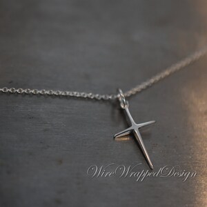 CROSS Necklace 925 Sterling Silver Taper Small Cross - Etsy