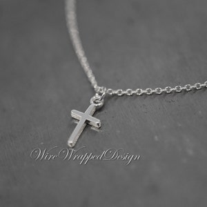 Tiny CROSS Necklace 925 Sterling Silver Very Small Cross Necklace ...