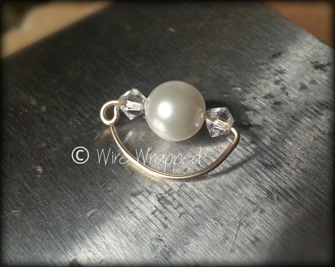 Navel Belly Ring Hoop Made With Swarovski Pearl & Crystals - Solid ...