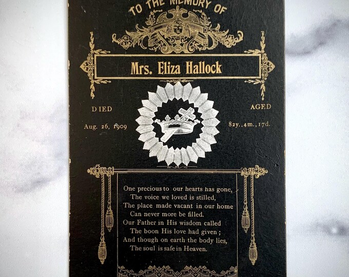 Antique Funeral Card, Victorian Mourning Remembrance Card, Antique ...