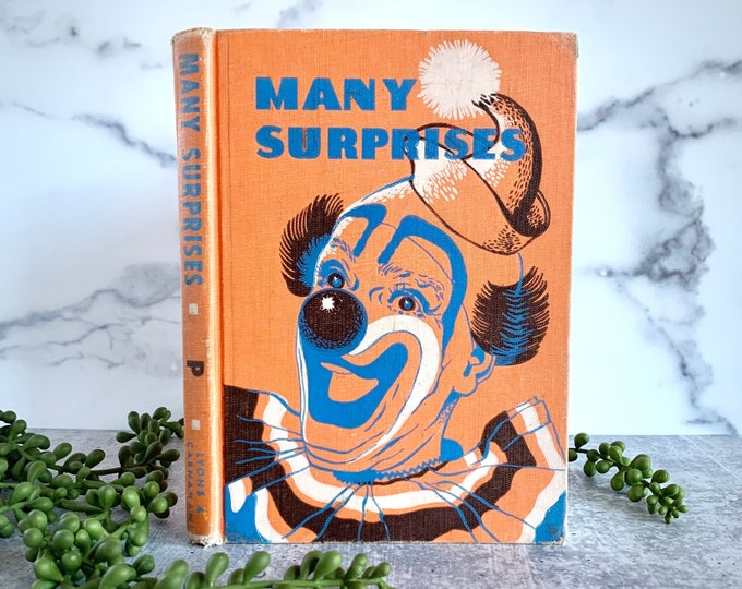 Vintage Clown Book, Many Surprises 1950's Children's Reader Textbook ...