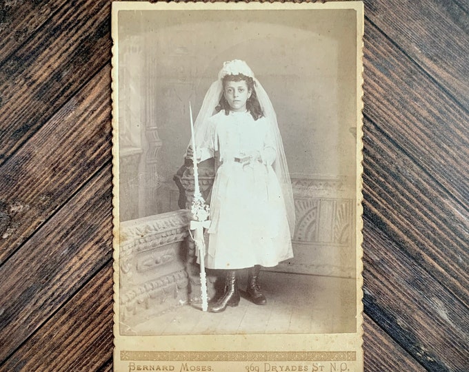 First Communion Cabinet Card Photo, Catholic Girl Portrait From New ...