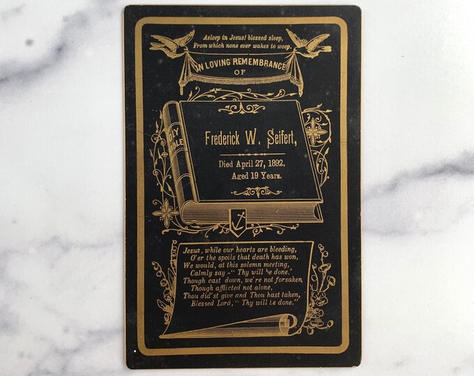 Antique Funeral Card, Victorian Mourning Death Notice, Funerary ...