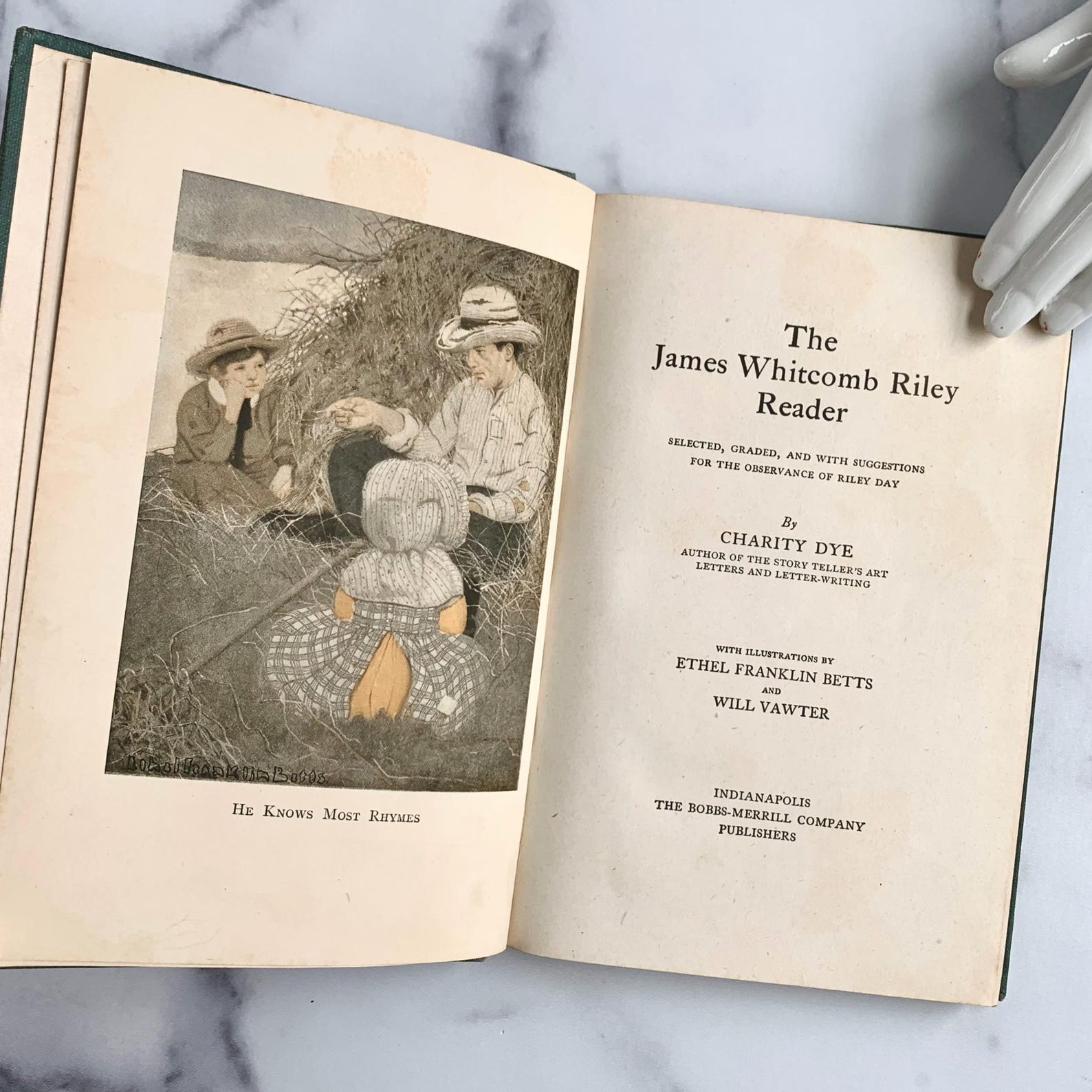 Antique Edwardian Book, the Riley Reader With Poetry by James Whitcomb ...