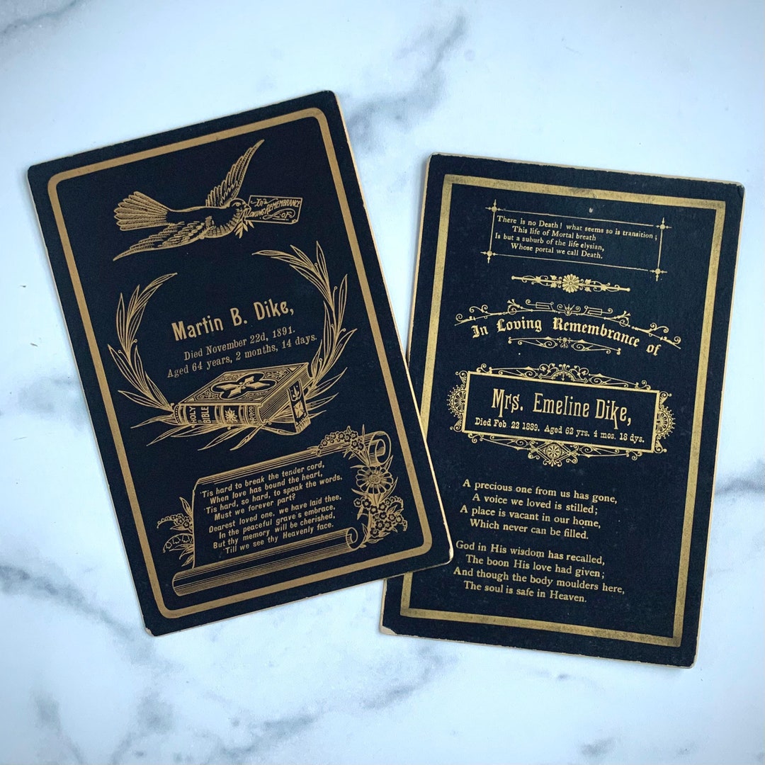 Funeral Cards for Married Couple, Victorian Mourning Remembrance Card ...