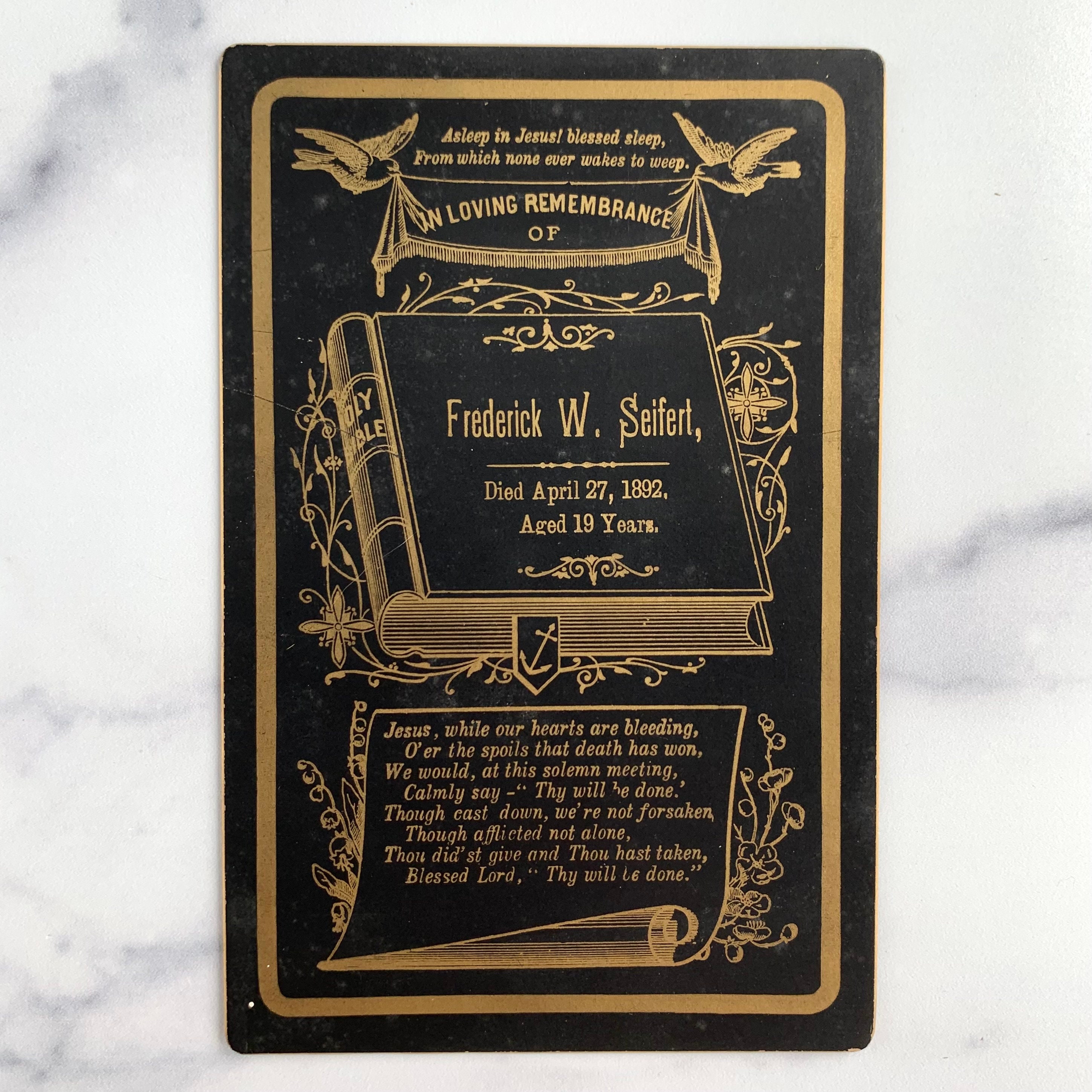Antique Funeral Card, Victorian Mourning Death Notice, Funerary ...