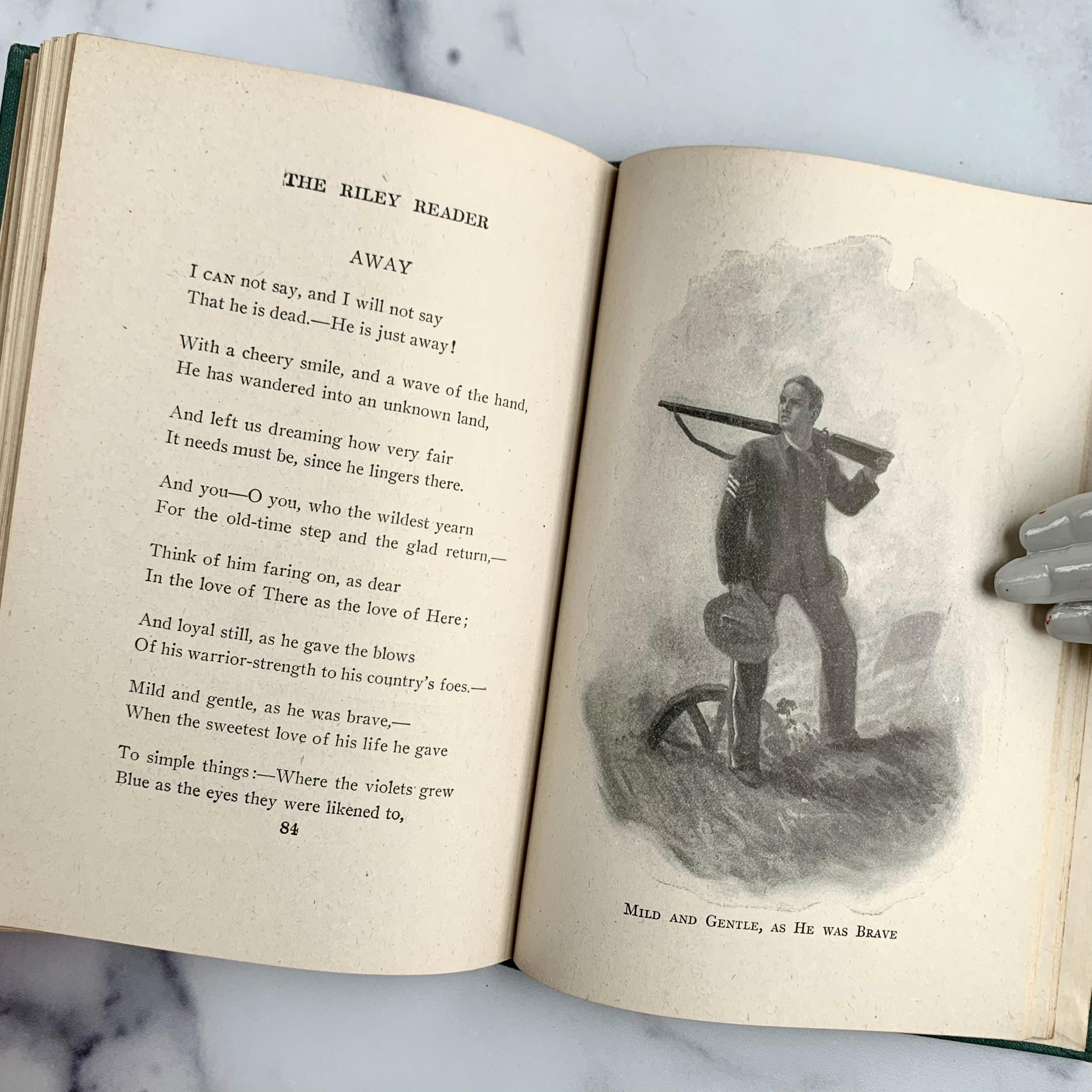 Antique Edwardian Book, the Riley Reader With Poetry by James Whitcomb ...