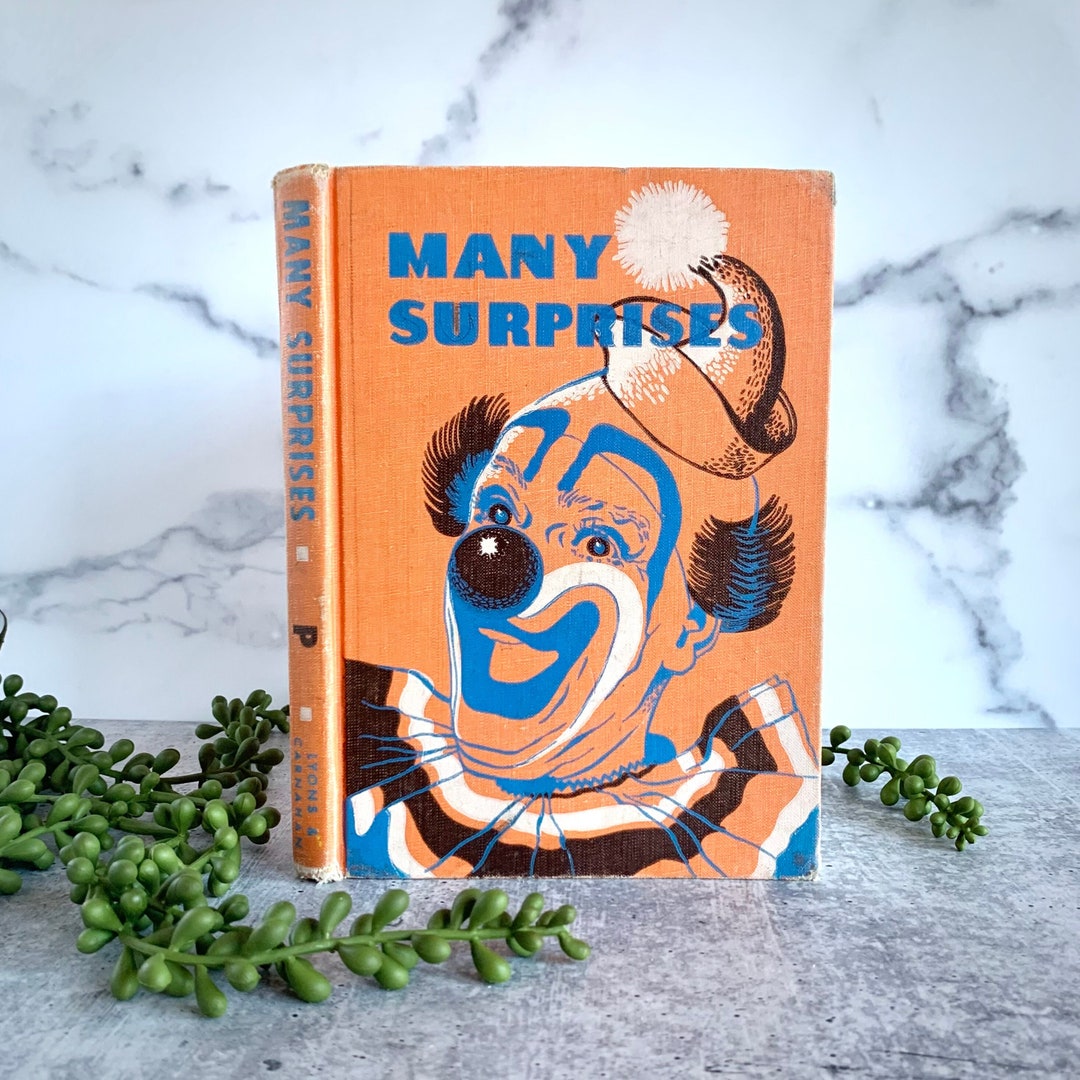 Vintage Clown Book, Many Surprises 1950's Children's Reader Textbook ...