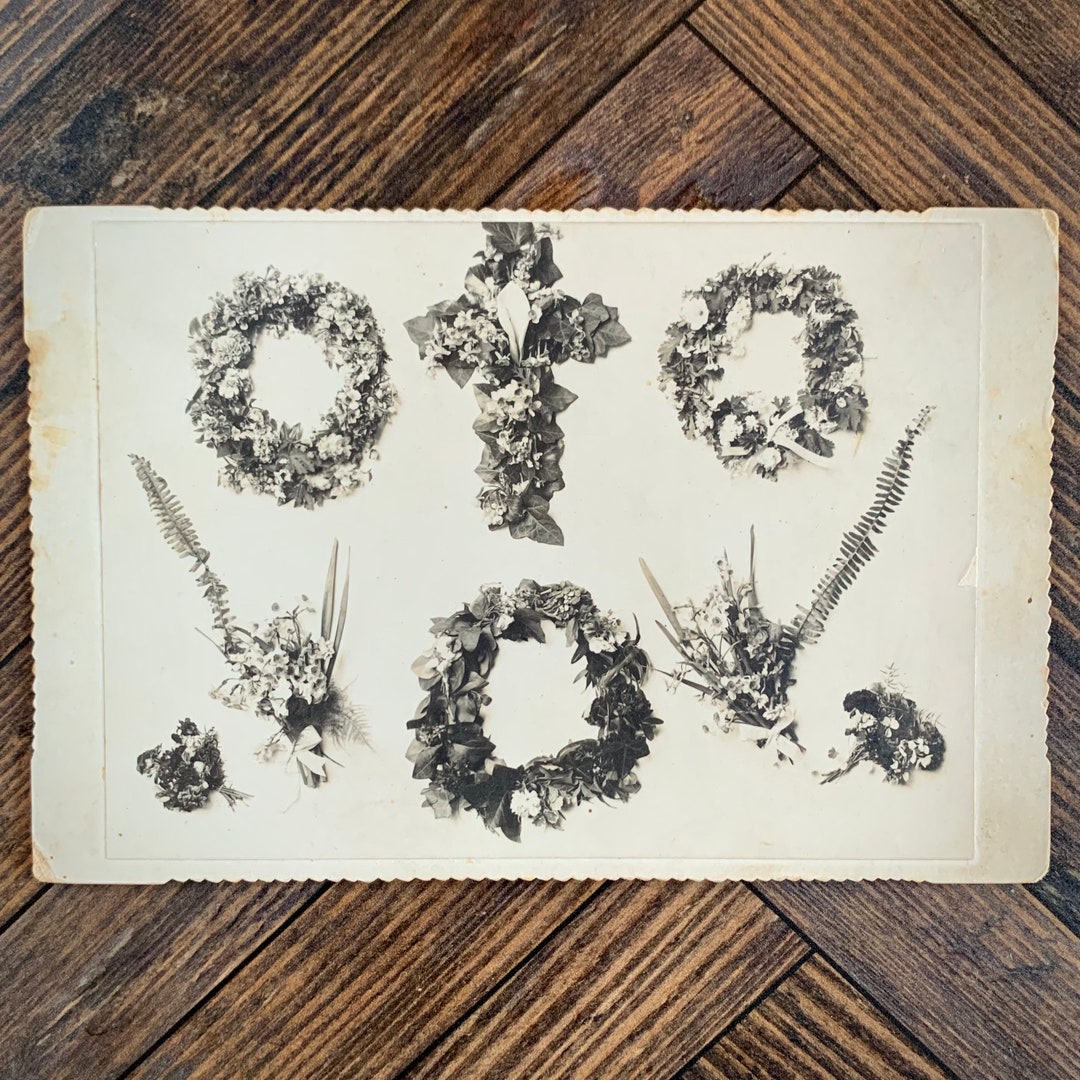 Antique Memorial Card With Funeral Flowers Photograph on Back ...
