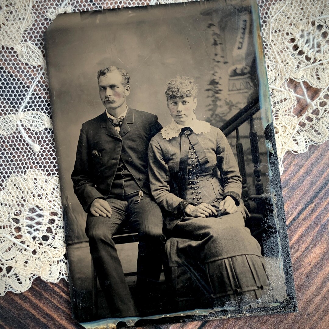 Tintype of Young Victorian Couple, Antique 1800's Photograph, Ferrotype ...