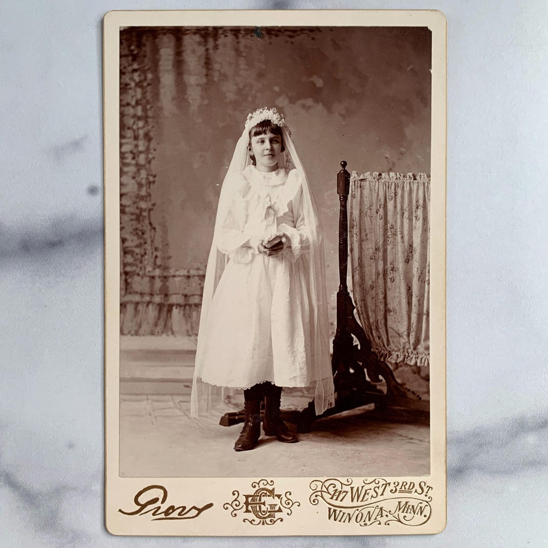 First Communion Cabinet Card Photo: Victorian Catholic Girl Portrait ...