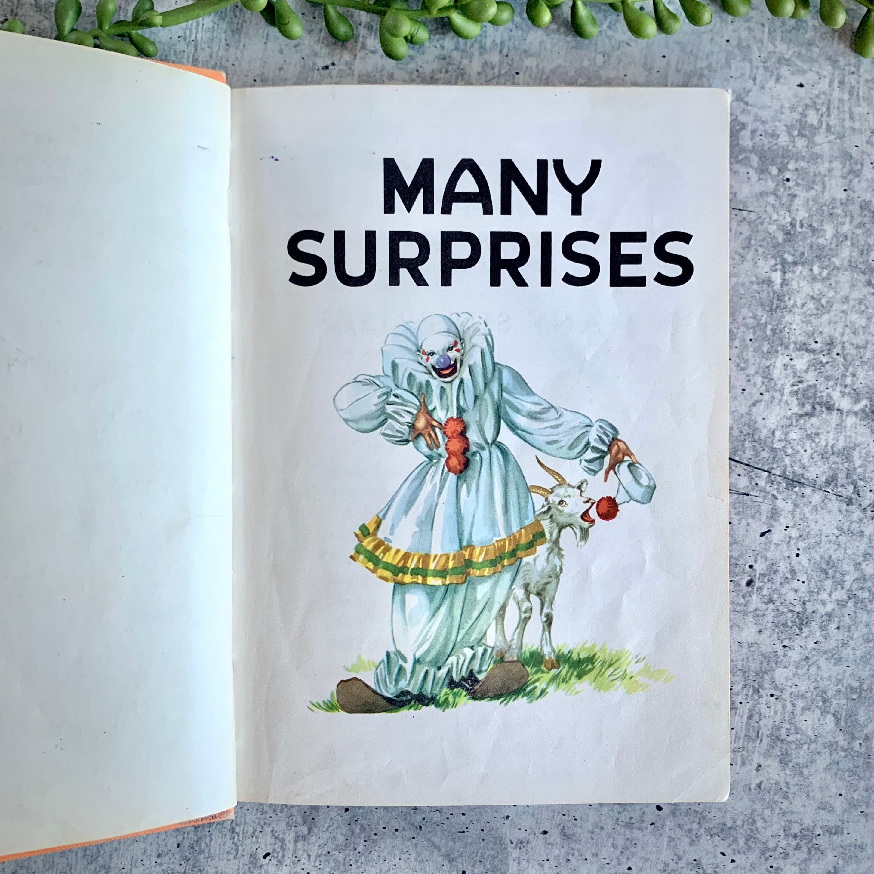Vintage Clown Book, Many Surprises 1950's Children's Reader Textbook ...