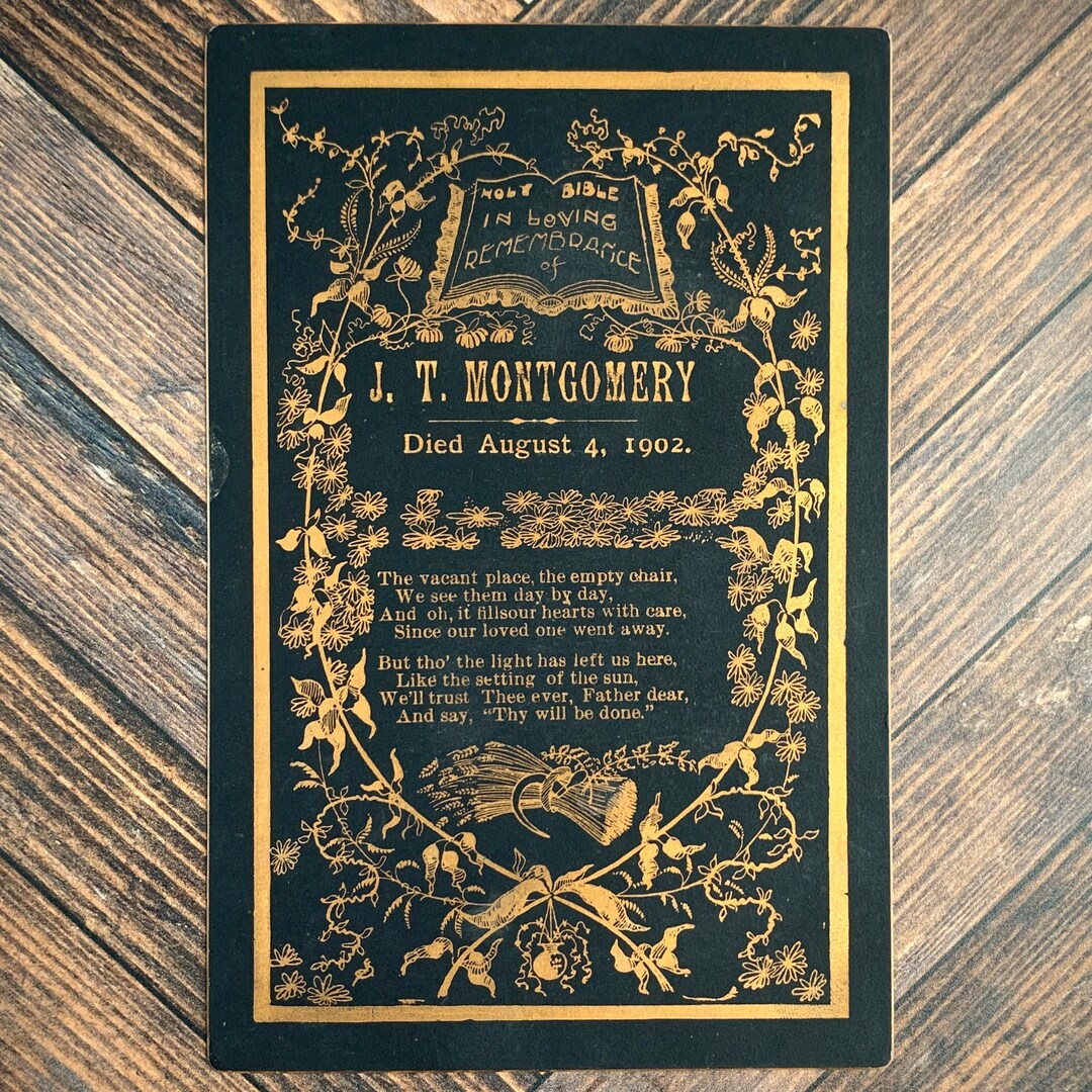 Antique Memorial Cabinet Card, Victorian Mourning Remembrance Card ...