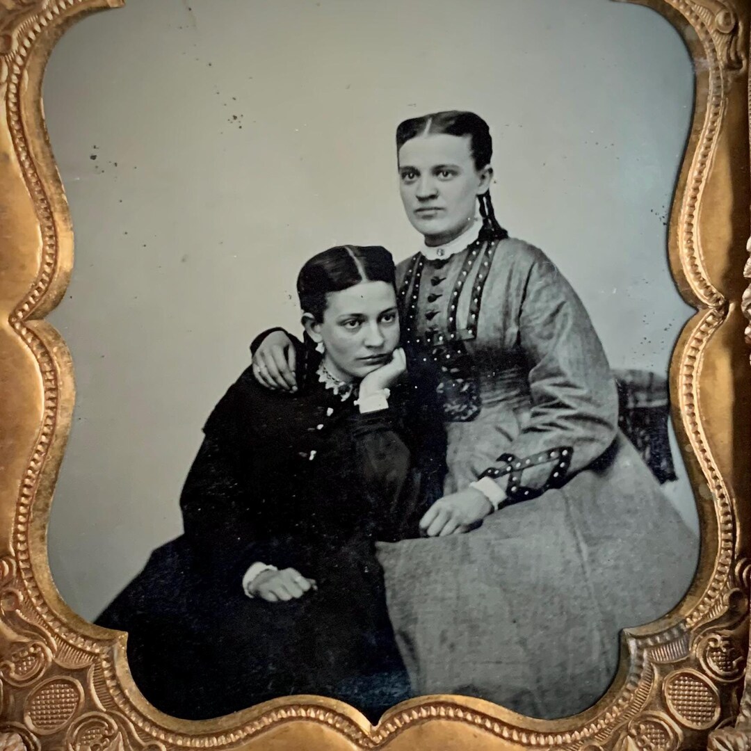 Victorian Era Framed Tintype Photo, Antique Photograph of Women in ...