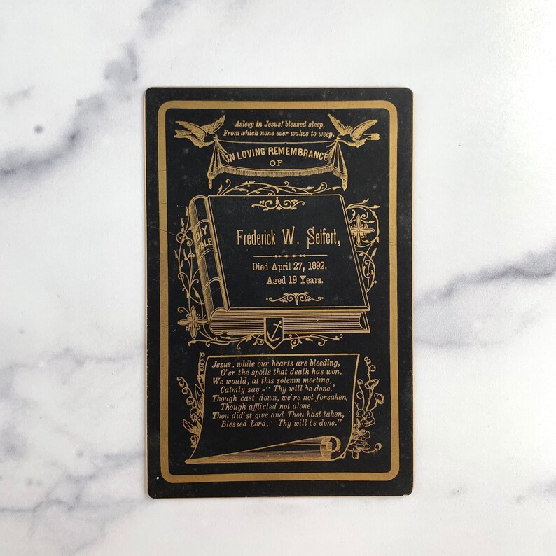 Antique Funeral Card, Victorian Mourning Death Notice, Funerary ...