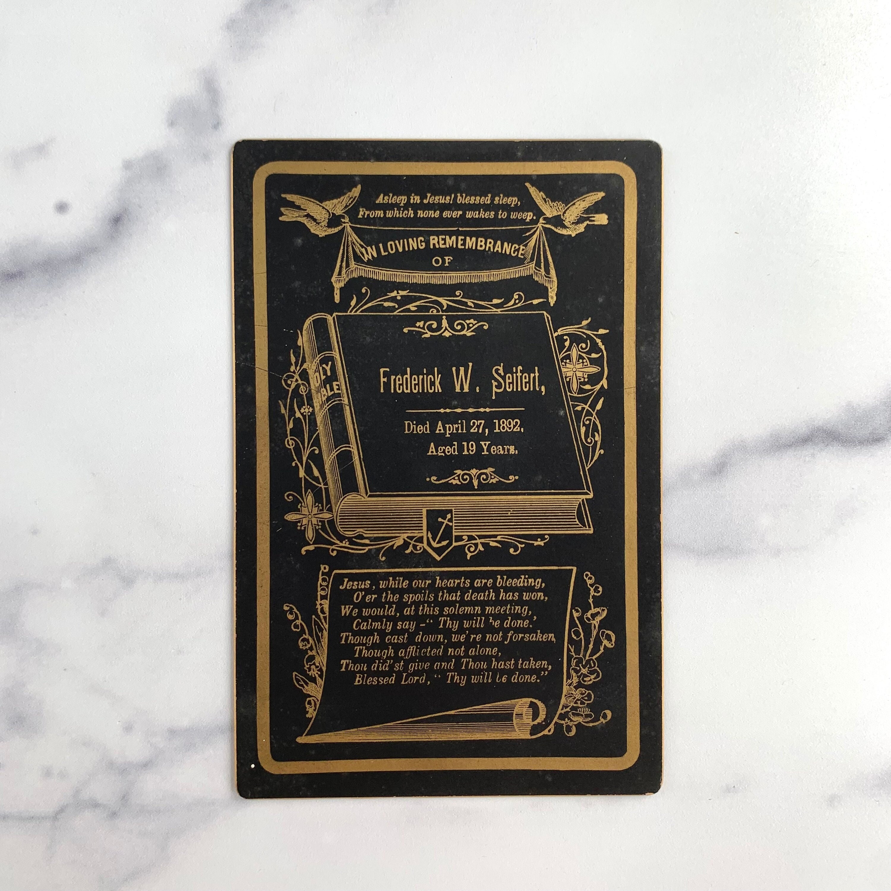 Antique Funeral Card, Victorian Mourning Death Notice, Funerary ...
