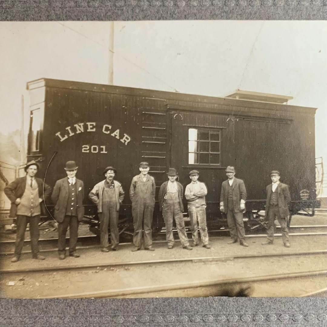 Antique Photograph of Line Car 201, Old Train With Railway Workers ...