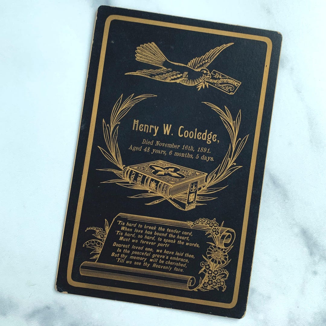 Antique Funeral Card, Victorian Mourning Remembrance Card, Antique ...