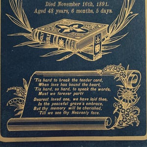 Antique Funeral Card, Victorian Mourning Remembrance Card, Antique ...
