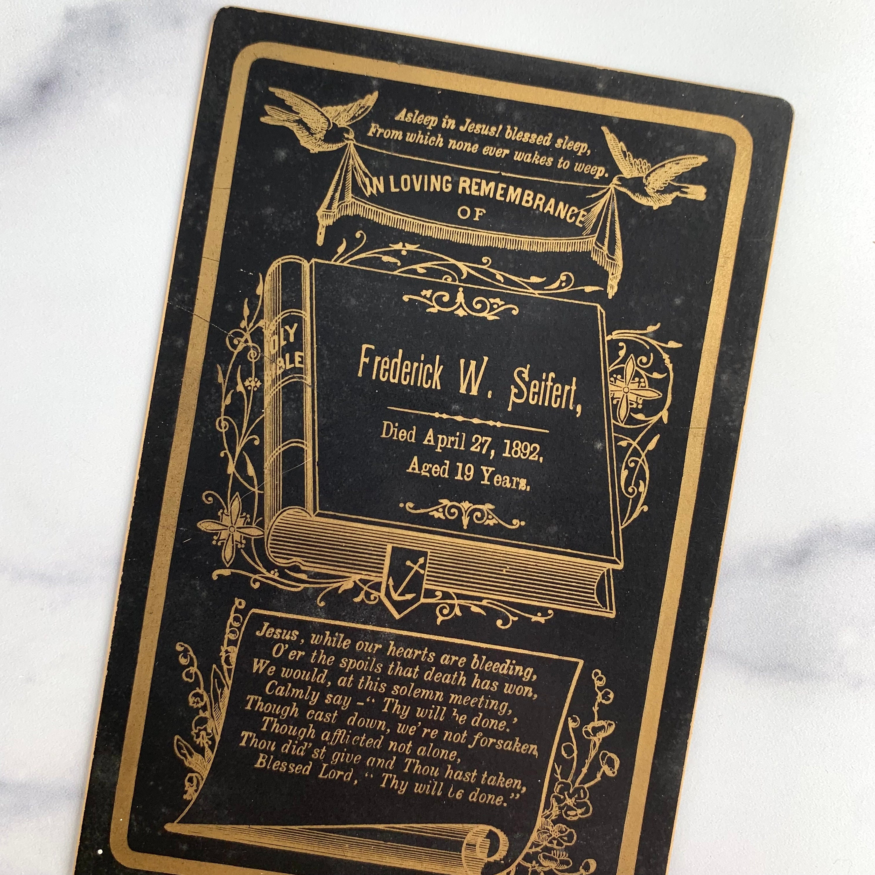 Antique Funeral Card, Victorian Mourning Death Notice, Funerary ...