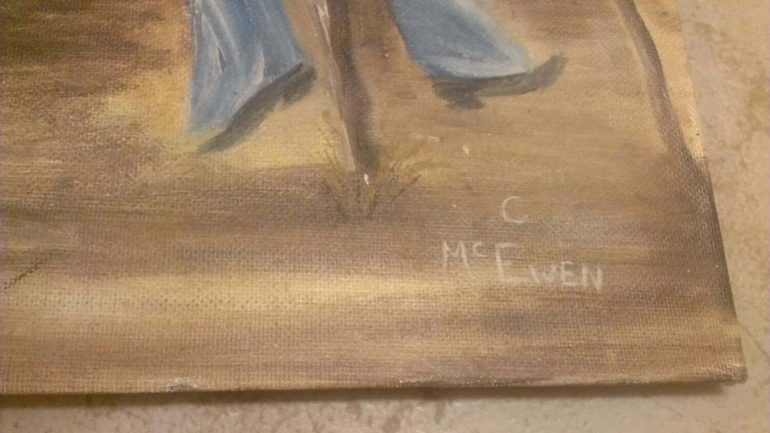 Old Scarecrow in Dormant Corn Field Original Painting on Board Signed ...