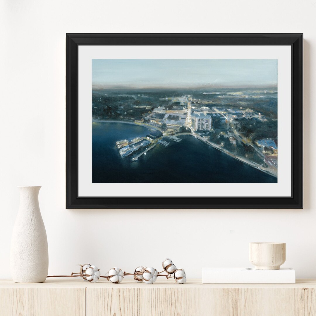 Lake Geneva Art Aerial Lake Art Oil Style Print Framed - Etsy