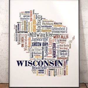 Wisconsin Map Art Wisconsin Art Print Wisconsin State Map - Etsy