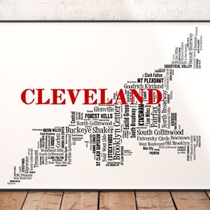 Cleveland Map Art Cleveland Art Print Cleveland Neighborhood - Etsy