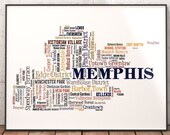 Memphis Map Art Memphis Art Print Memphis Neighborhood Map - Etsy