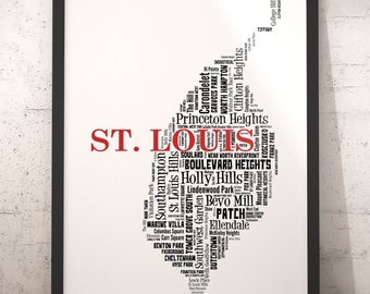 St Louis Map Art St Louis Art Print St Louis Neighborhood | Etsy