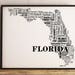 Florida Map Art Florida Art Print Florida City Map Florida | Etsy