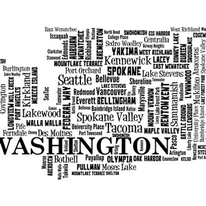 Washington Map Art, Washington Art Print, Washington State Map ...