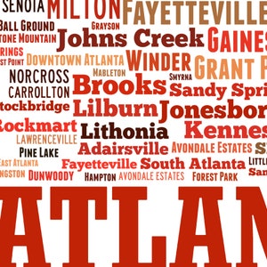 Atlanta Neighborhood Art Print, Atlanta Art Print, Atlanta Decor ...
