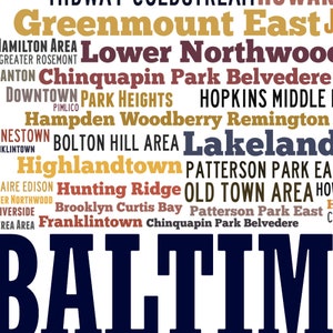 Baltimore Neighborhood Art Print, Baltimore Art Print, Baltimore Decor ...