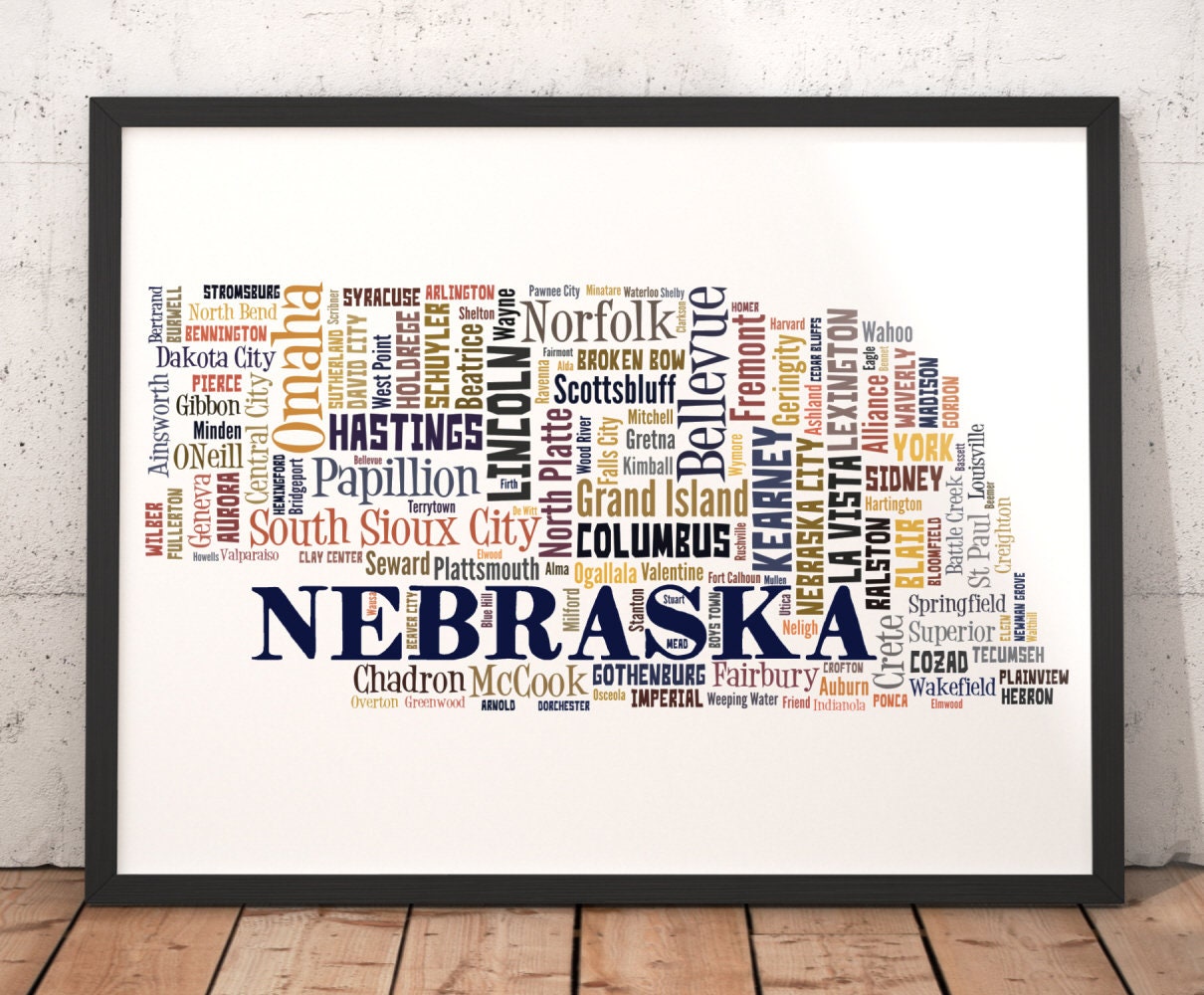 Nebraska Map Art Nebraska Art Print Nebraska State Map | Etsy