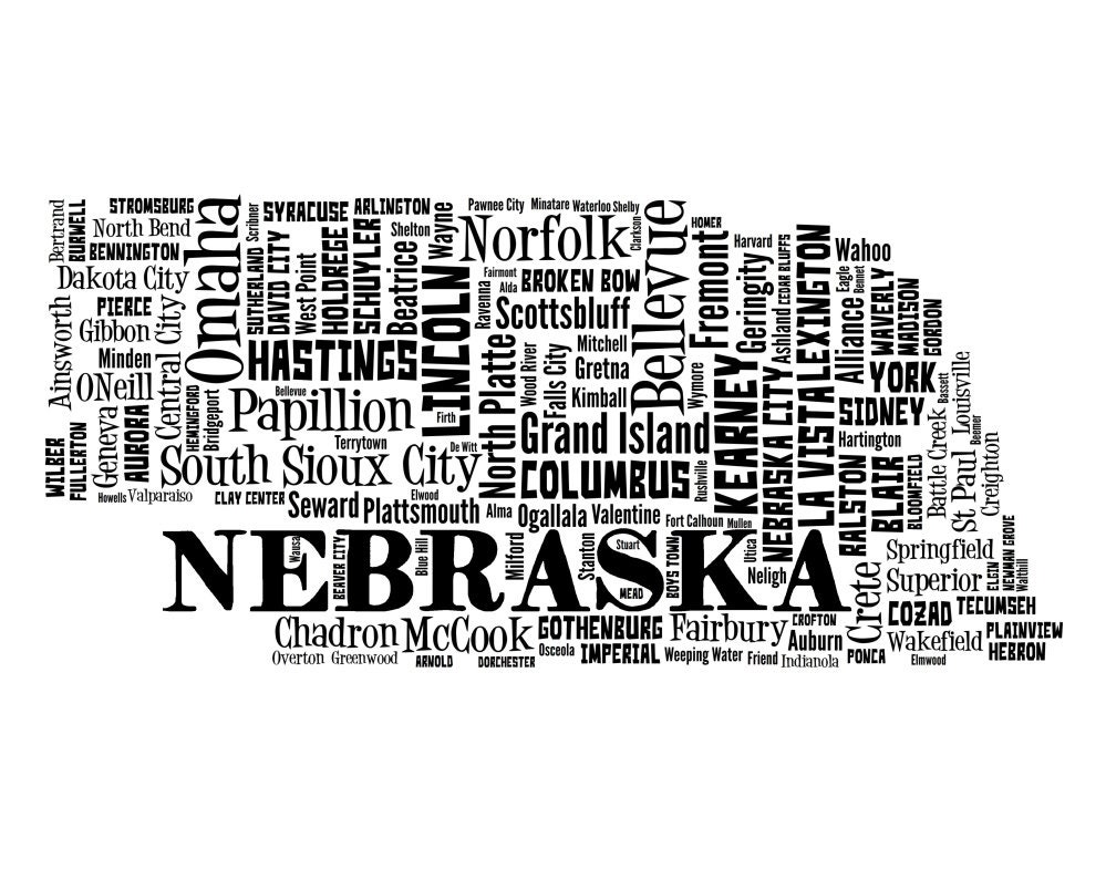 Nebraska Map Art Nebraska Art Print Nebraska State Map | Etsy