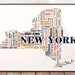 New York Map Art, New York Art Print, New York State Map, New York ...