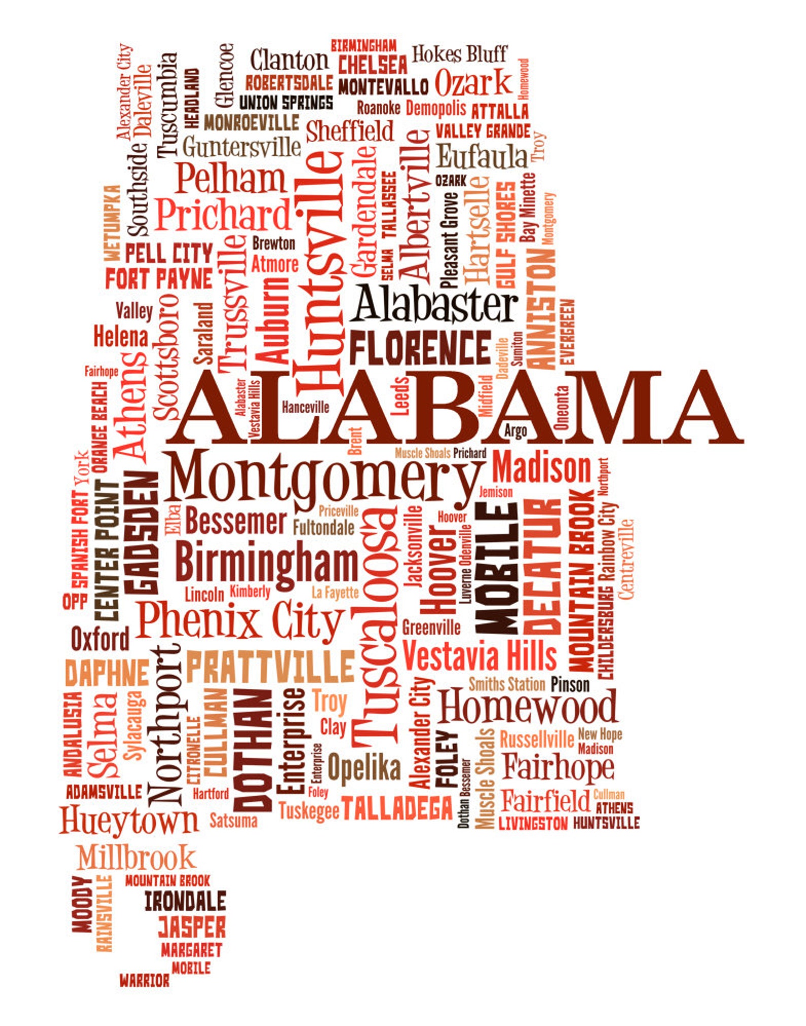 Alabama Map Art Alabama Art Print Alabama State Map Alabama - Etsy
