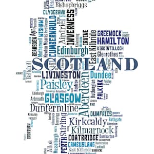 Scotland Map Art, Scotland Art Print, Scotland City Map, Scotland ...