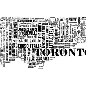 Toronto Map Art, Toronto Art Print, Toronto Neighborhood Art Print ...