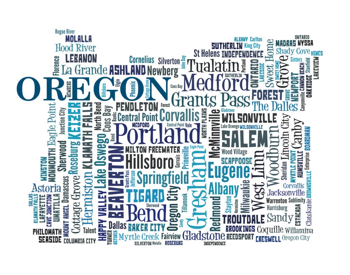 Oregon Map Art Oregon Art Print Oregon State Map Oregon | Etsy