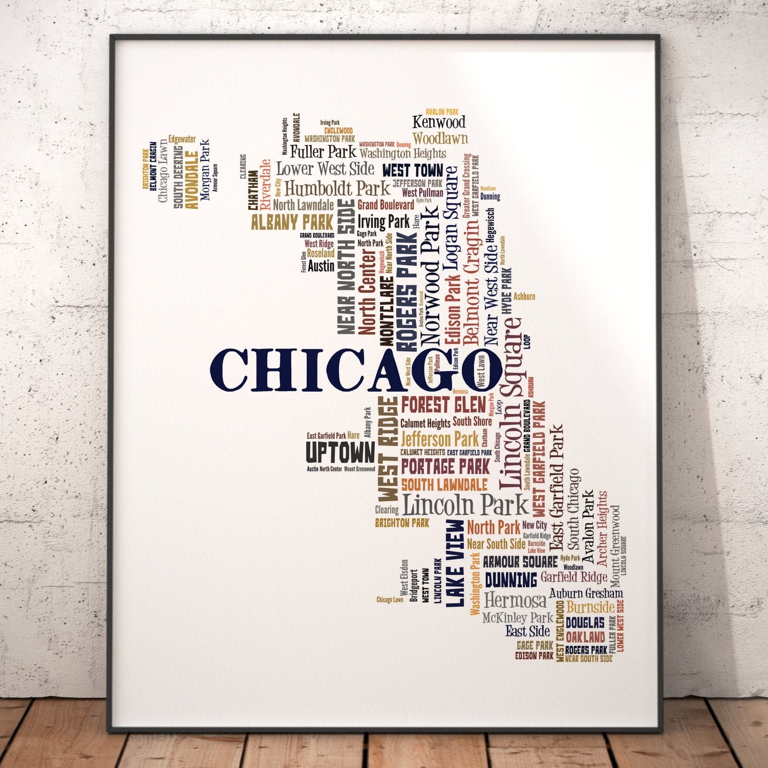 Chicago Map Art Chicago Art Print Chicago Neighborhood Map - Etsy