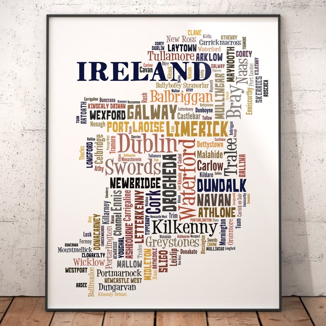 Ireland Map Art Ireland Art Print Ireland City Map Ireland - Etsy