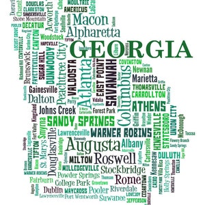 Georgia Map Art, Georgia Art Print, Georgia State Map, Georgia ...