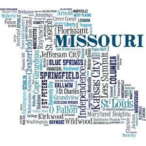 Missouri Map Art, Missouri Art Print, Missouri State Map, Missouri ...