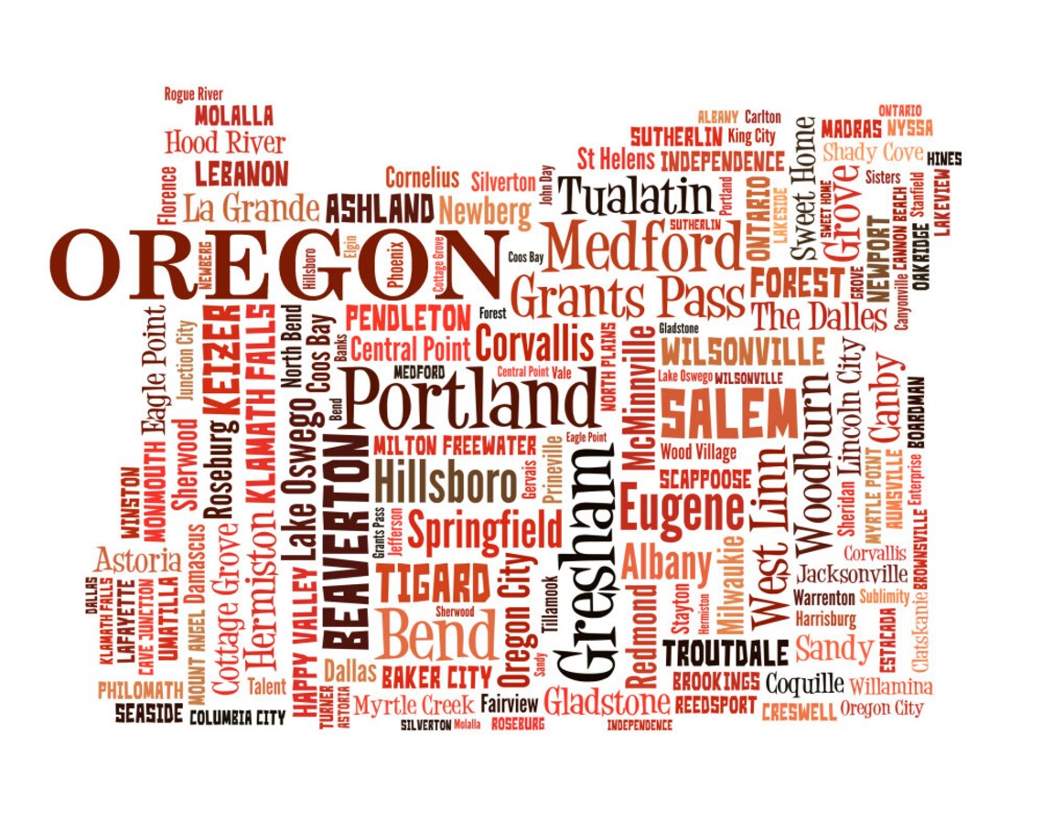 Oregon Map Art Oregon Art Print Oregon State Map Oregon | Etsy
