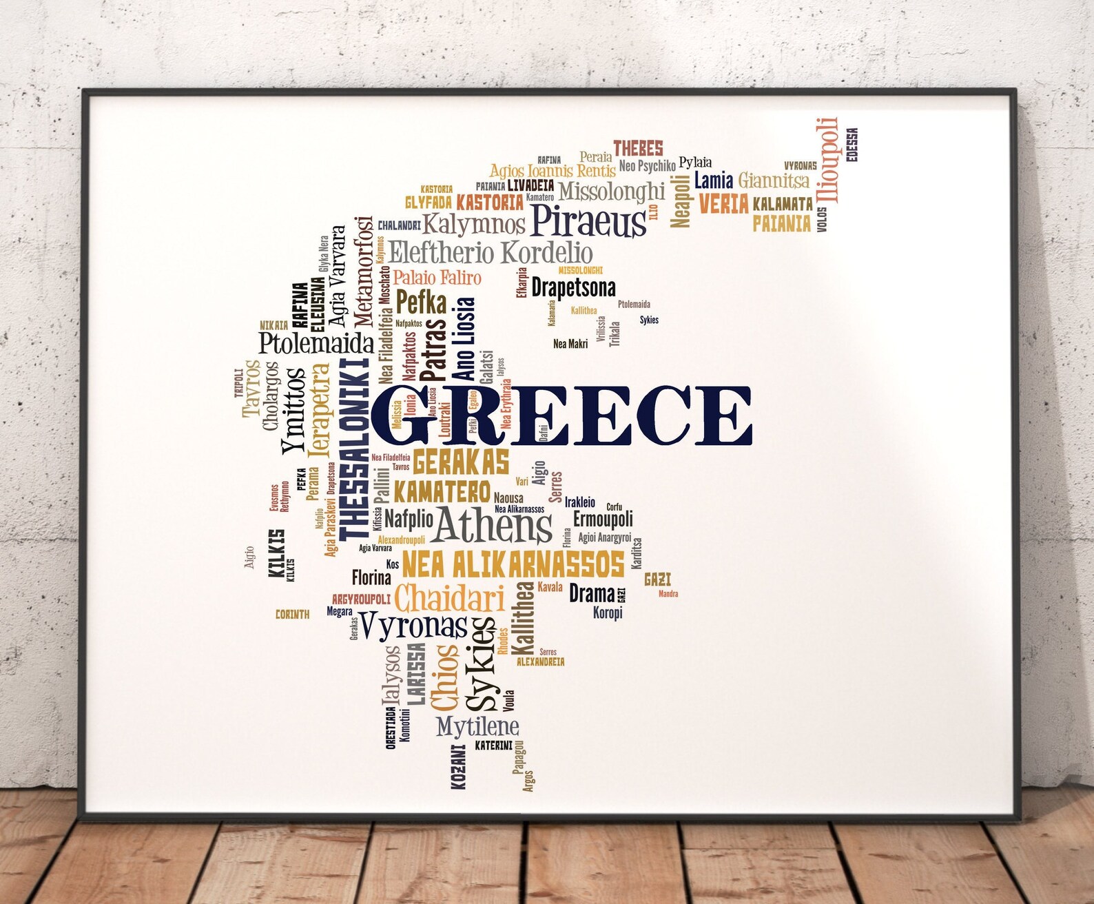 Greece Map Art Greece Art Print Greece City Map Greece - Etsy