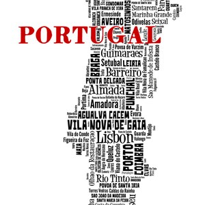 Portugal Map Art Print, City Typography, Word Cloud - Etsy